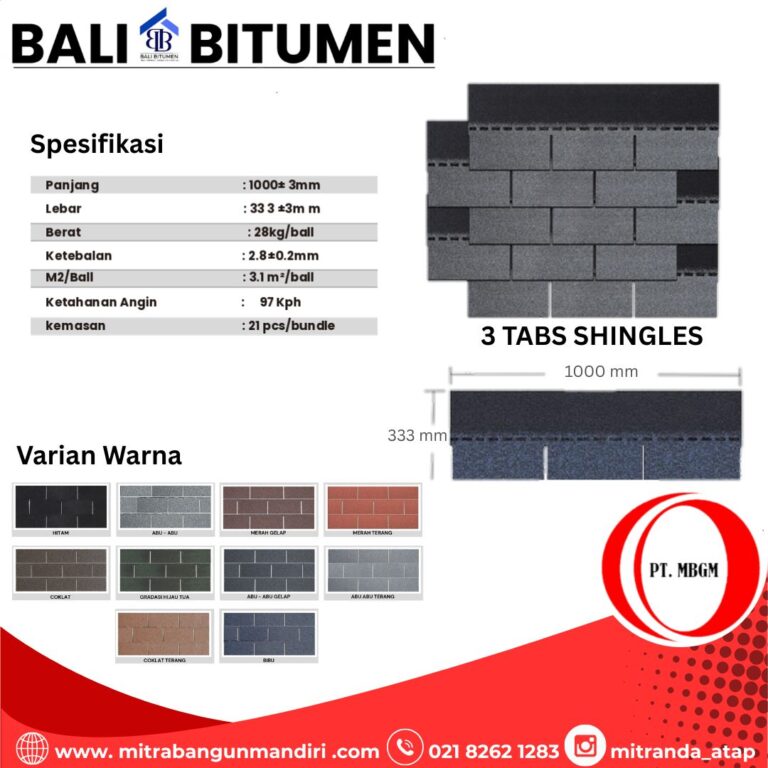 Atap Bali Bitumen 3 Tab Shingles - PT. Mitranda Bangun Griya Mandiri